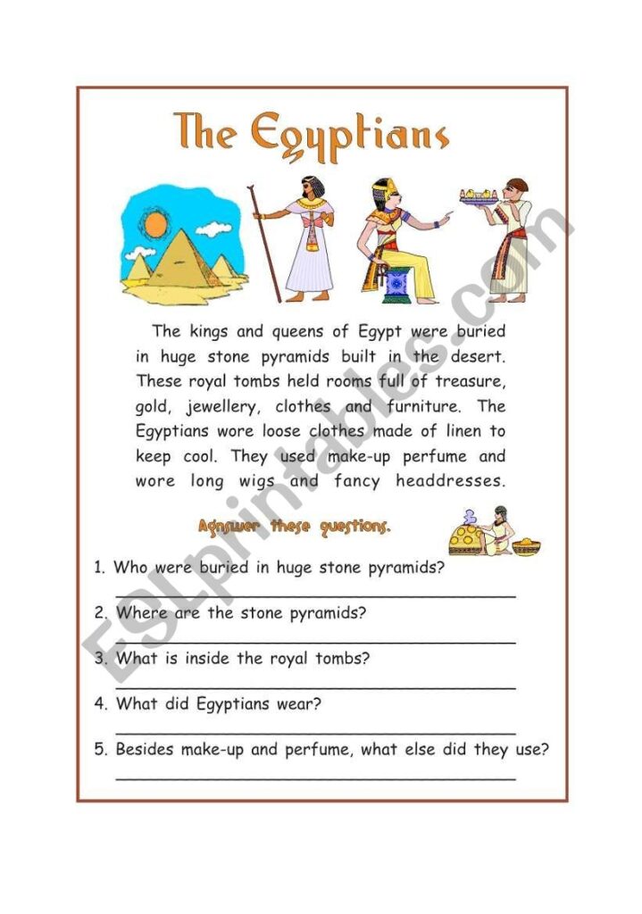 Reading Comprehension Worksheets Ancient Egypt - Printable Template Free
